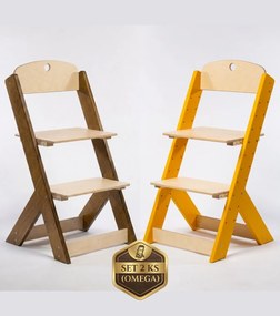 Lucas Wood Style - rostoucí židle OMEGA III zvýhodněný set 2 ks - kaštan +  žlutá