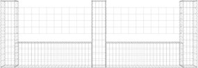 Gabionový koš ve tvaru U se 3 sloupky železo 260 x 20 x 100 cm 151276
