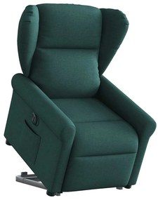 Elektrické zvedací polohovací křeslo tmavě zelené textil 3303400
