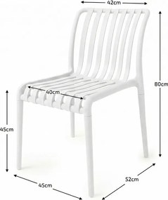 Zahradní set TREGO ISLAND - 4 židle a kulatý stůl ø 90 cm, bílá