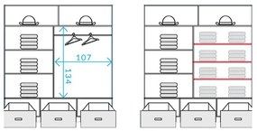 Šatní skříň CANADA CA-35 | 200 cm | se zrcadlem | kašmír se zlatými úchyty