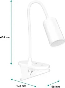 CONNECT IT CLIP 2 bílá / Stolní LED lampička s klipem / 4W / 210 lm /