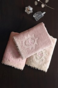 Ručník DESTAN s krajkou 50x100 cm Pudrová
