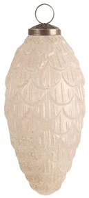 Bílo zlatá vánoční ozdoba ve tvaru šišky – 8x15 cm