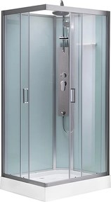 BPS-koupelny Hydromasážní box HYD-AL100 levý, 100x80 cm, kartáčovaný chrom/transparent