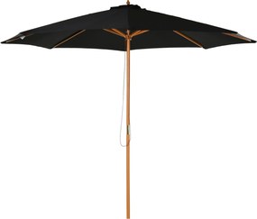 Outsunny slunečník dřevo 300 cm zahradní slunečník balkonový slunečník bambusový černý robustní elegantní pro zahradní terasu | Aosom.de