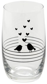 Sklenička na nápoj s ptáčky Love Birds - 7*12 cm / 320 ml