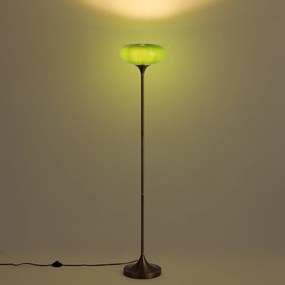 Retro stojací lampa tmavě bronzová se zeleným skleněným stínidlem 150 cm - Glaze