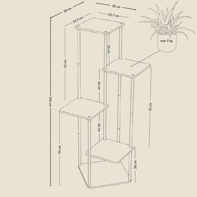 Vysoký stojan na 5 květin RIMOZA, 30 x 30 x 106 cm