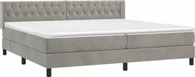 Box spring postel s matrací světle šedá 200x200 cm samet 3131159