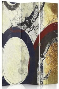 Ozdobný paraván Abstraktní barevný kruh - 110x170 cm, třídílný, klasický paraván