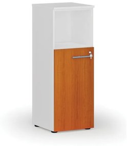 Kombinovaná kancelářská skříň PRIMO WHITE, 1087 x 400 x 420 mm, bílá/třešeň