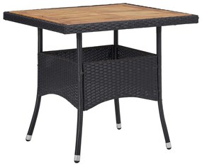 Zahradní jídelní stůl černý polyratan a masivní akáciové dřevo,  46171