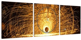 Obraz svíticího disku (s hodinami) (90x30 cm)