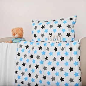 Povlečení bavlněné hvězdičky modré EMI, Dětský set 90x130 + 45x65