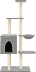 Škrabadlo pro kočky se sisalovými sloupky světle šedé 145 cm 172095