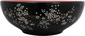Umyvadlo na desku černé a červené kulaté Φ 41 x 14 cm keramika 155051