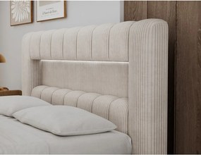 Béžová čalouněná dvoulůžková postel s úložným prostorem s roštem 140x200 cm Lamica – ELTAP