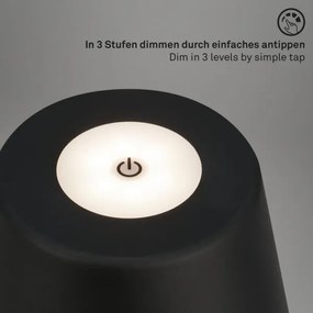 Brilo - LED Stmívatelná nabíjecí venkovní stolní lampa LED/3,5W/5V IP44 černá
