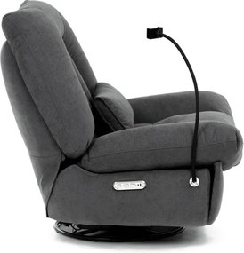 Polohovací křeslo TV-7081 GREY2, elektrické zabudované ovládání, látka, šedá (118 x 112) cm