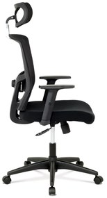 Autronic Kancelářská židle s podhlavníkem, potah černá látka a síťovina mesh, houpací mec