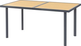Jídelní stůl Outsunny pro 6 osob, zahradní stůl s obdélníkovým vrchem z oceli s dřevěným efektem, proti rezivění, pro terasu, 150 x 90 x 72 cm, příro…