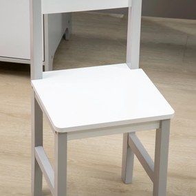 HOMCOM Dětská sada stolu a židle s tabulí, dřevěný studijní stůl pro děti od 5 let, dětský psací stůl 90x45x85 cm Šedý