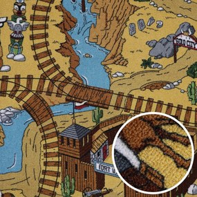 AladinWorld Expres, Dětský metrážový koberec Western, na míru, šíře 4m, vícebarevná, filc, dětský pokoj