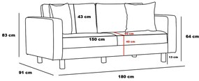 Hanah Home Dvoumístná pohovka BERLIN antracitová se zlatou 180 cm 825BLC2793