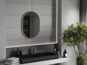 Mexen Loft oválné koupelnové zrcadlo 70 x 50 cm, zlatý rám - 9851-070-050-000-50