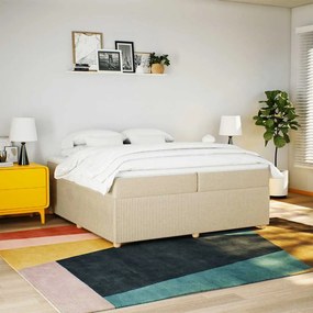 Box spring postel s matrací krémová 200x200 cm textil 3285600
