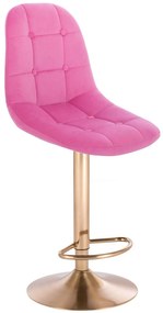 LuxuryForm Barová židle SAMSON VELUR na zlatém talíři - růžová