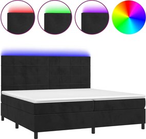 Box spring postel s matrací a LED černá 200x200 cm samet 3136145