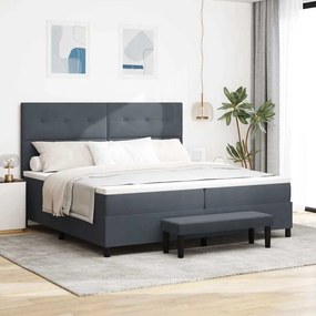 Postel s boxspringem s čelo Tmavě šedá 200 x 200 cm samet 3344535