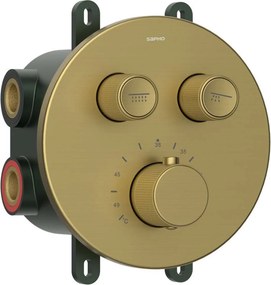 Sapho Smart Select - Termostatická sprchová baterie pod omítku, pro 2 spotřebiče, s tělesem, matná zlatá RP032GB