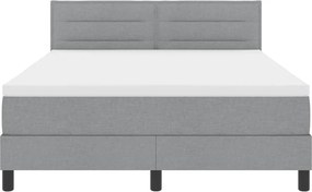 Postel s boxspringem s čelo Světle šedá 140 x 190 cm textil 3338608