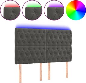 Čelo postele s LED tmavě šedé 160x7x118/128 cm samet 3122815