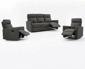 Sedací sestava BRAVEN 3+1+1 s FUNKCÍ RELAX | tmavě šedá látka | EXTRA POHODLNÉ