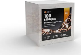 Vánoční měděný řetěz - 100 mini LED - teplá bílá