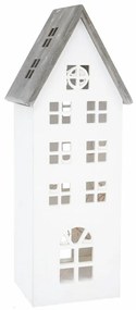 Vánoční dřevěná LED dekorace Light house bílá, 11,7 x 21 x 9,8 cm