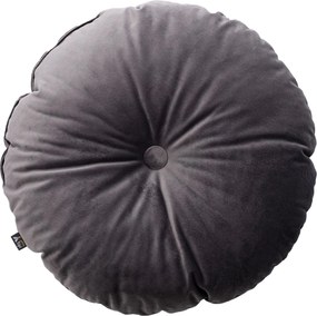 Sametový polštář s knoflíkem barva šedá látka lesklé, sametová