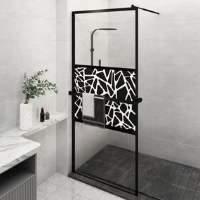 Zástěna do průchozí sprchy s policí černá 90x195 cm ESG/hliník 3185464