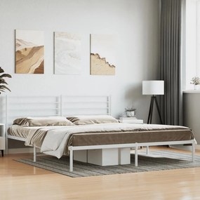 Kovový rám postele s čelem bílý 200 x 200 cm,  352375