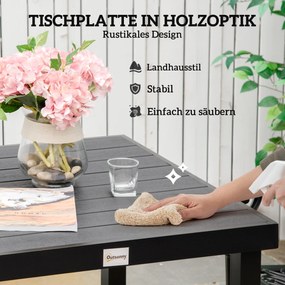 Outsunny zahradní stůl pro 4 osoby kompaktní jídelní stůl ze snadno udržovatelného hliníkového plastu černý 80x80x74cm pro zahradní nábytek | Aosom.de