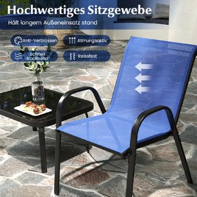 Costway 4-dílná sada kovových židlí na terasu Moderní sada židlí a stolu