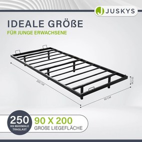 Juskys Kovová postel Palamos s LED osvětlením Velikost: 140 × 200 cm
