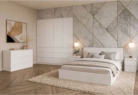 Sestava do ložnice se šatní skříní 4D a postelí 160x200 cm se zásuvkami, nymfhea alba Idea