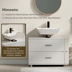 HOMCOM skříňka pod umyvadlo s 2 zásuvkami, moderní bílá, pro umyvadla bez podstavce — 80 x 30 x 60 cm