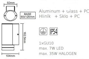 ACA Lighting Zahradní nástěnné svítidlo MELITTA max. 35W/GU10/230V/IP54, tmavě šedé