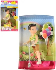Panák kluk s koloběžkou 13 cm / Herní set / plast, textil / od 3 let